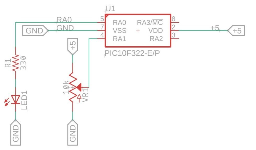 How to Use PIC10F322 ADC and PWM for LED Brightness Control with XC8