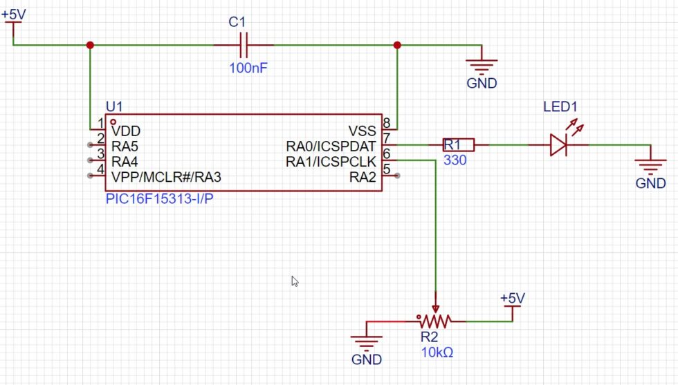 Using a Potentiometer with a PIC Microcontroller To Change Flash Rate of LED